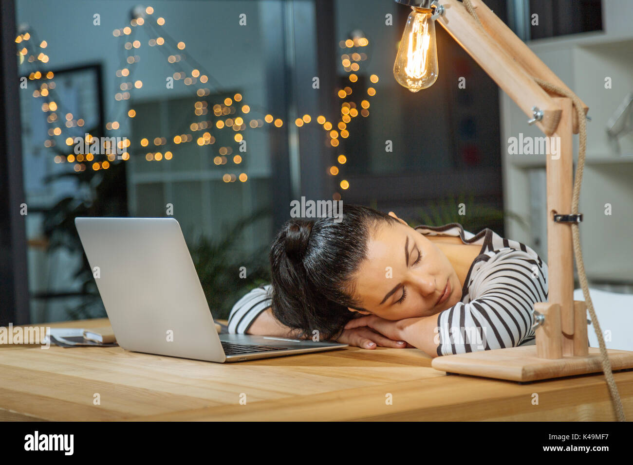 Hard working tired woman sleeping at work Stock Photo - Alamy