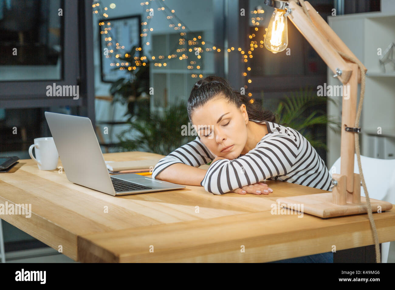 Sleepy woman sleeping workplace tired hi-res stock photography and ...