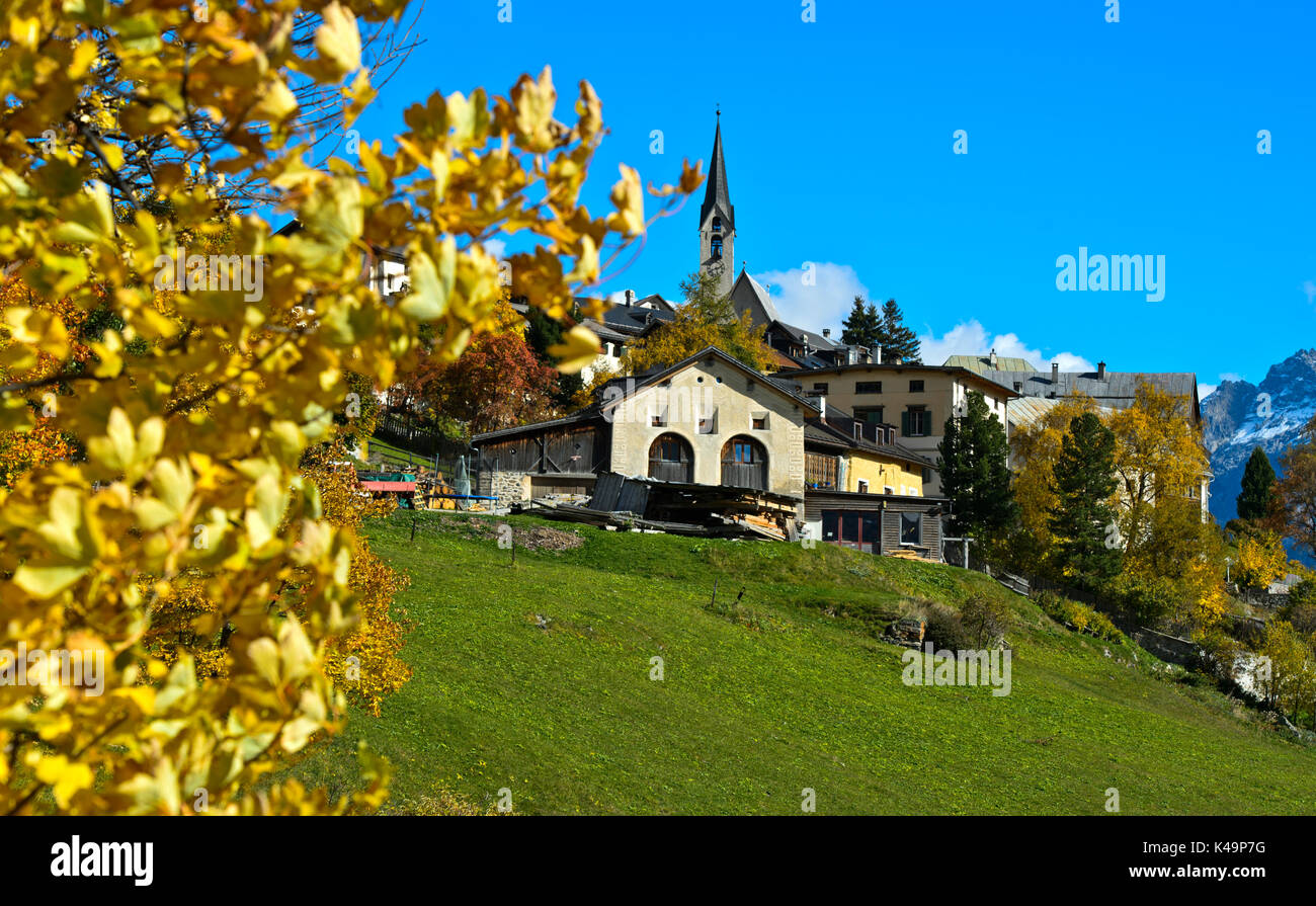 At Autumn In Guarda, Municipality Of Scuol, Engadine, Graubunden ...