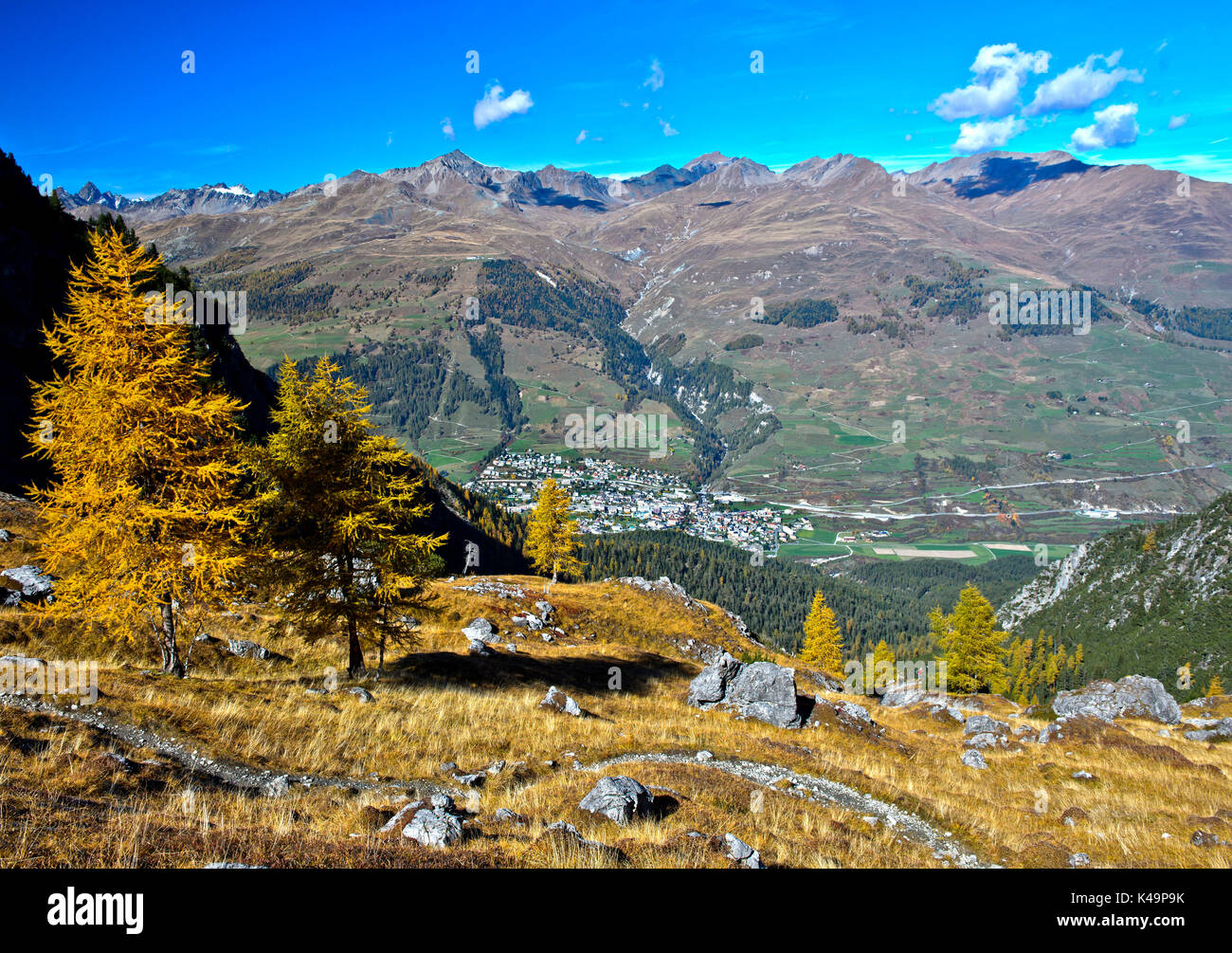 Fall In The Lischana Valley, View At The Municipality Scuol In The ...