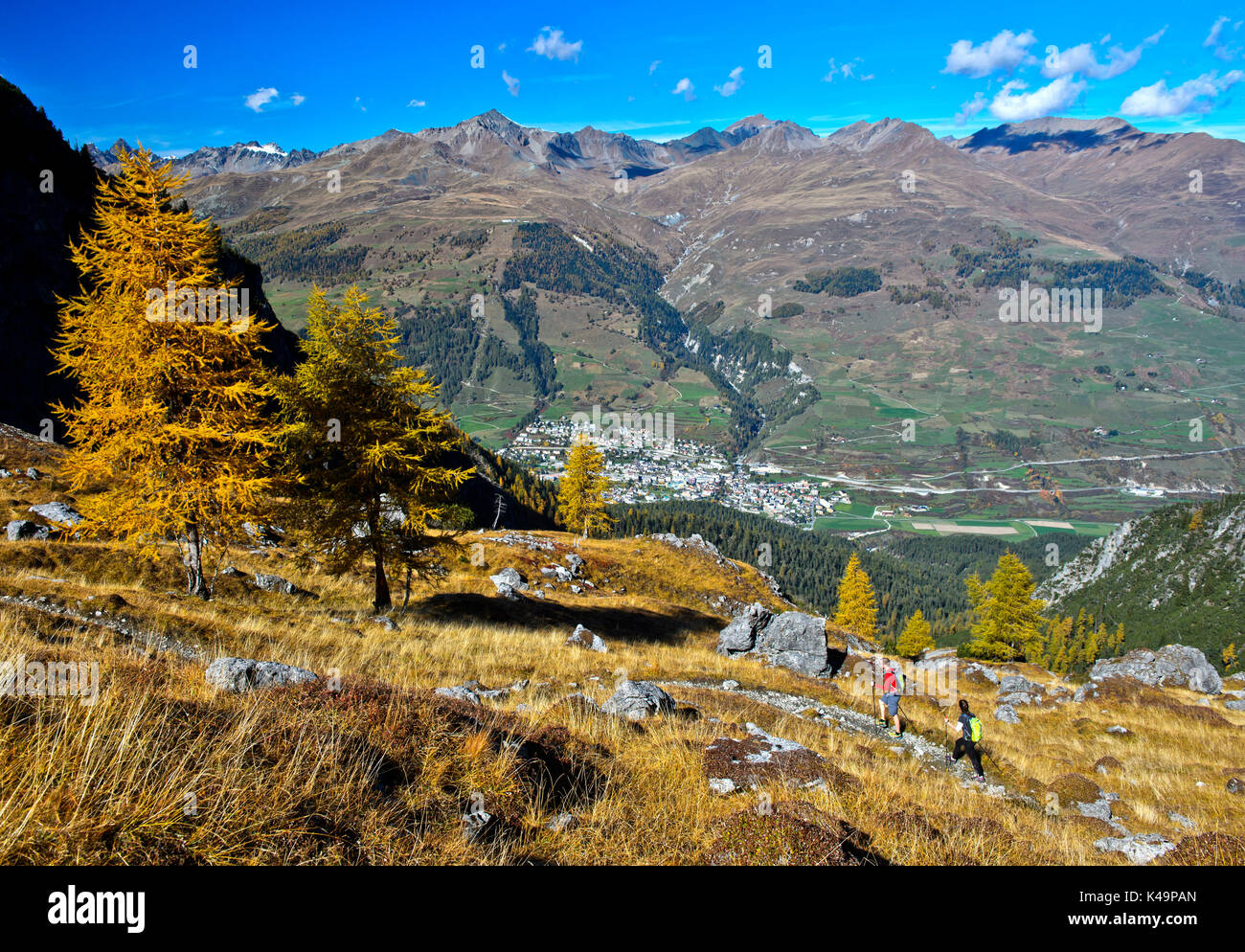 Fall In The Lischana Valley, View At The Municipality Scuol In The ...