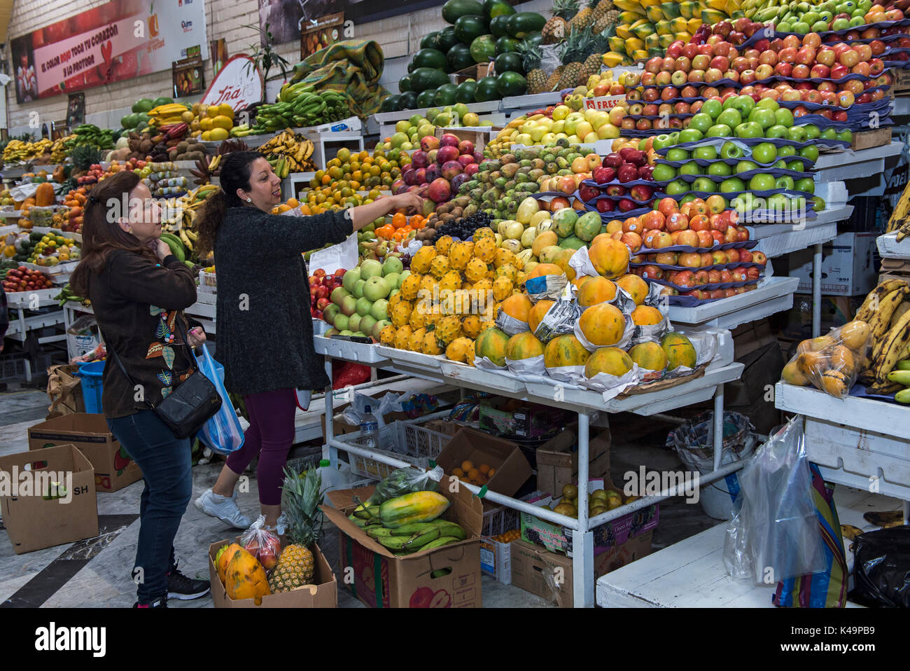 Colorful Fruit Stand With Exotic Fruits On Display, Inaquito Market ...