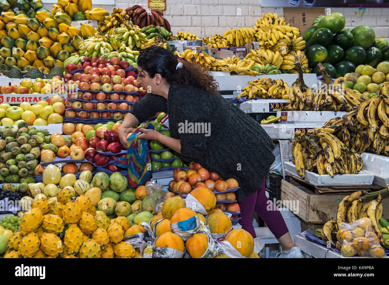 Colorful Fruit Stand With Exotic Fruits On Display, Inaquito Market ...