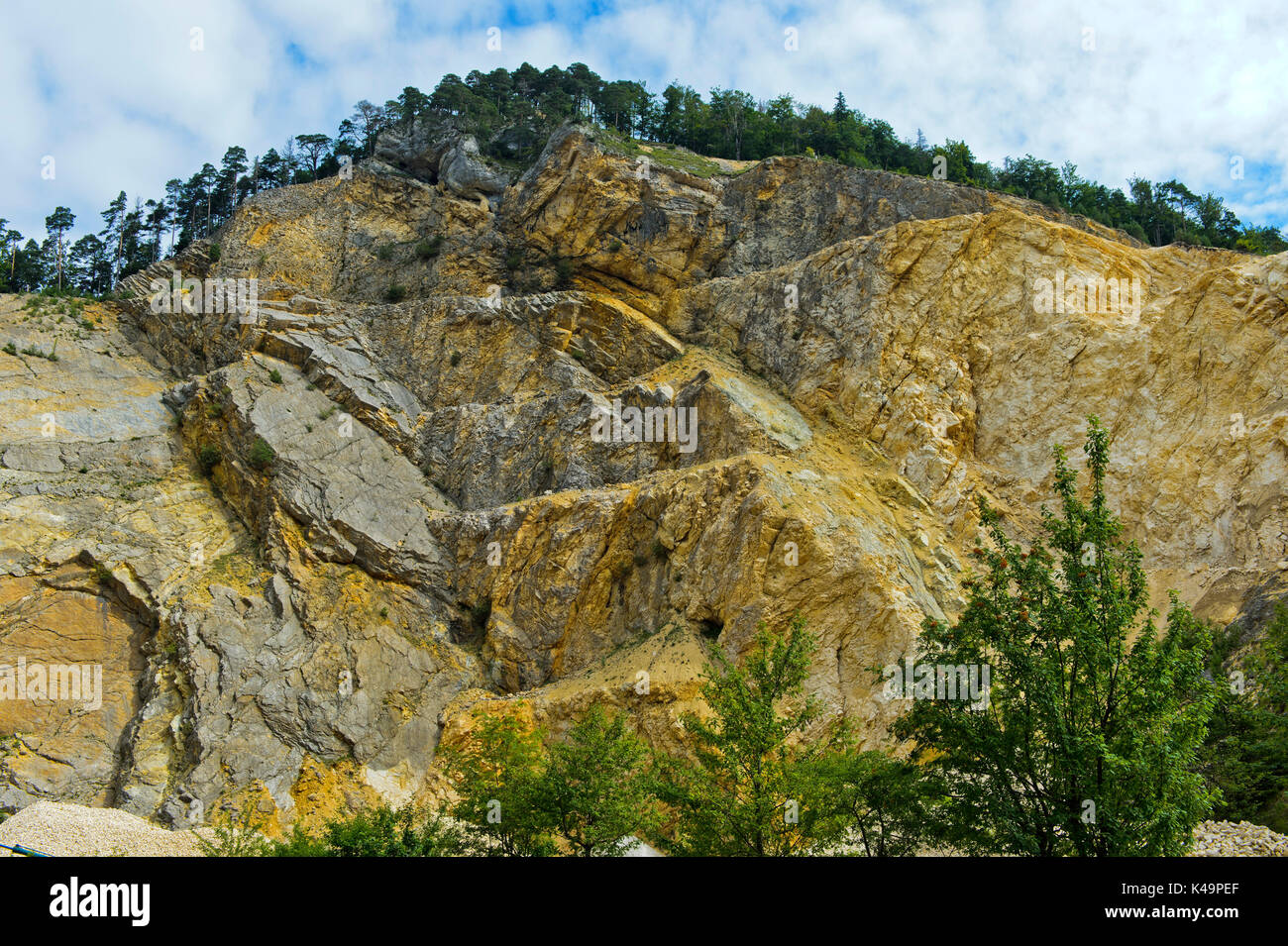 Quarrying Of Limestone In A Quarry, Gänsbrunnen, Canton Of Solothurn ...