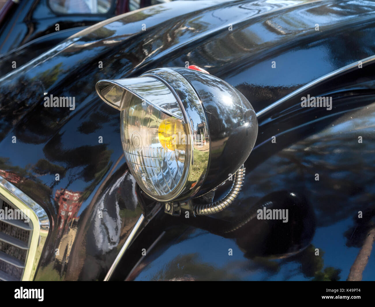 Closeup Of A Vintage Car Headlight Stock Photo - Alamy