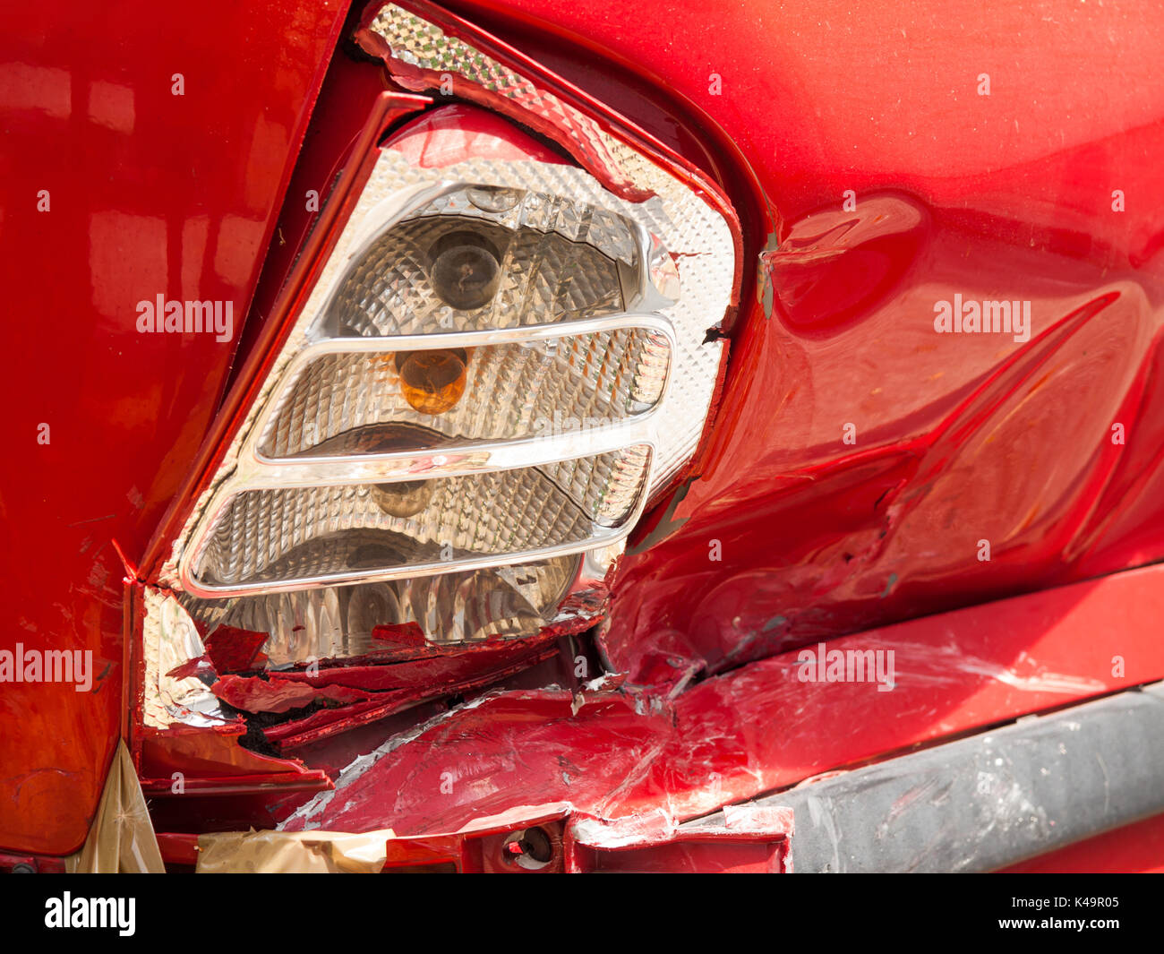 Damaged Tail And Side Of A Car Because Of An Accident Stock Photo - Alamy