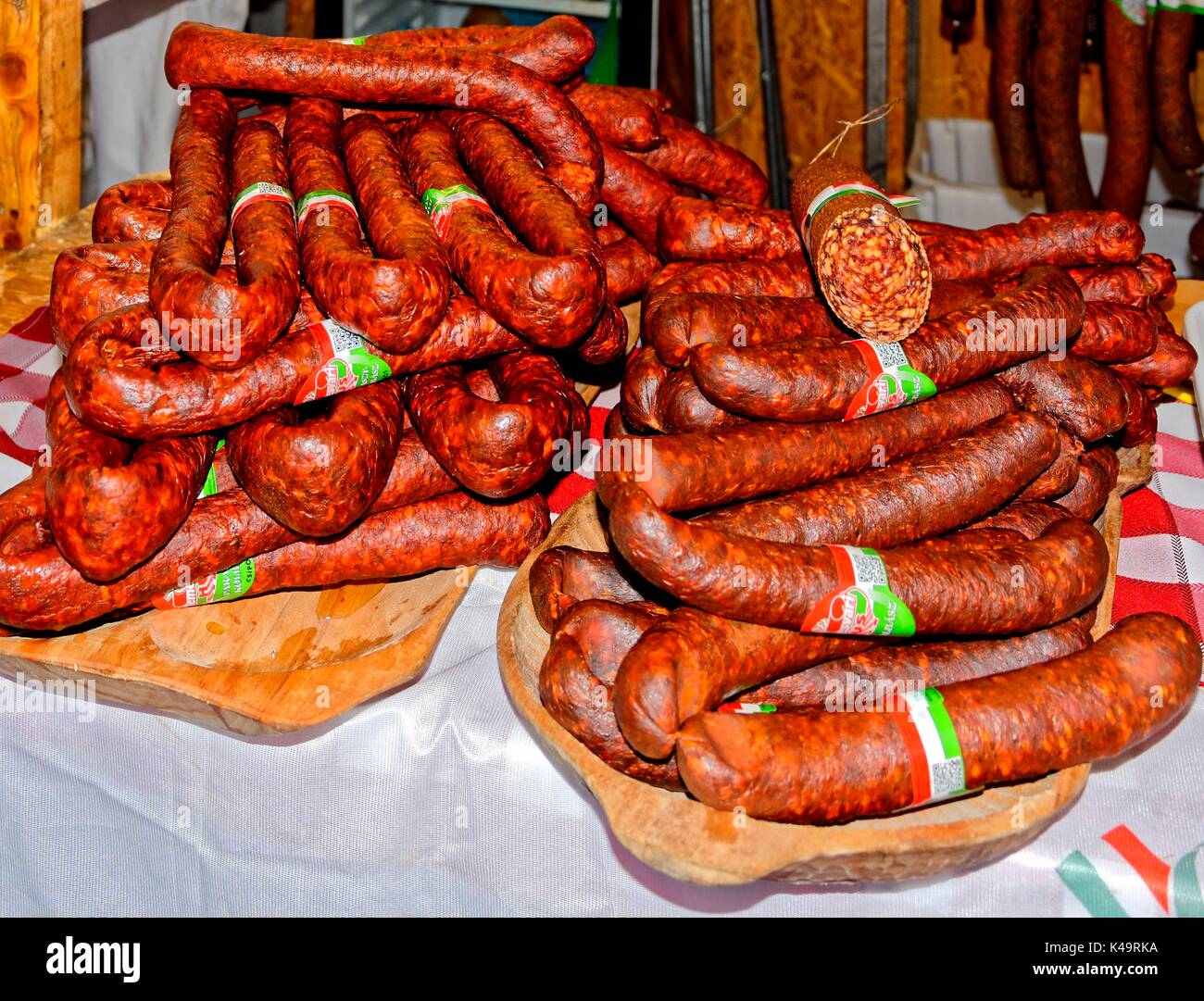 Kolbasz, Hungarian Raw Sausage Specialty Stock Photo - Alamy