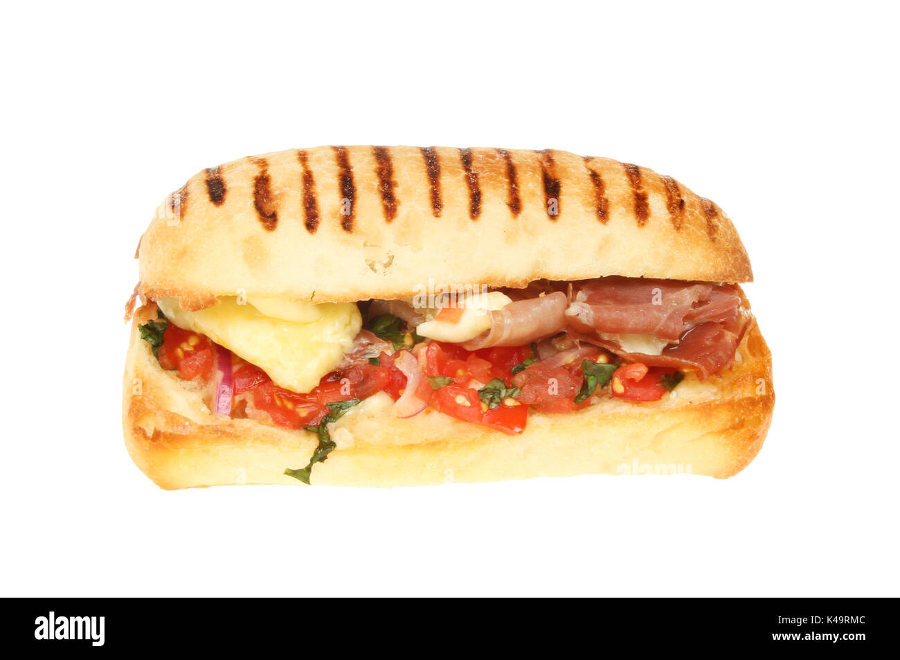 Panini filled with Cheddar and mozzarella cheese, tomato,red onion ...