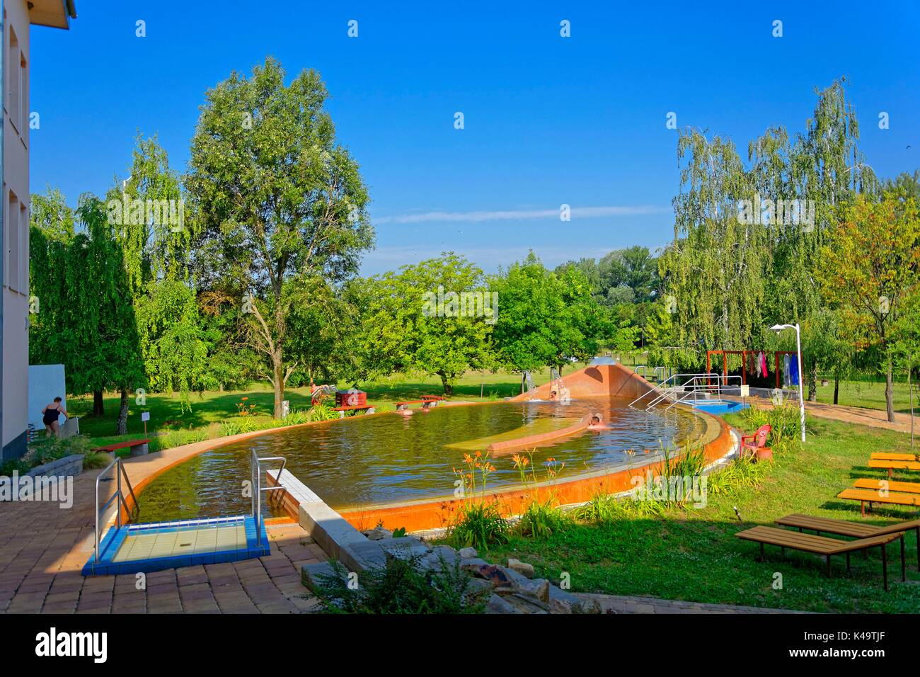 Thermal Pool Outside Surrounded By Trees Stock Photo - Alamy