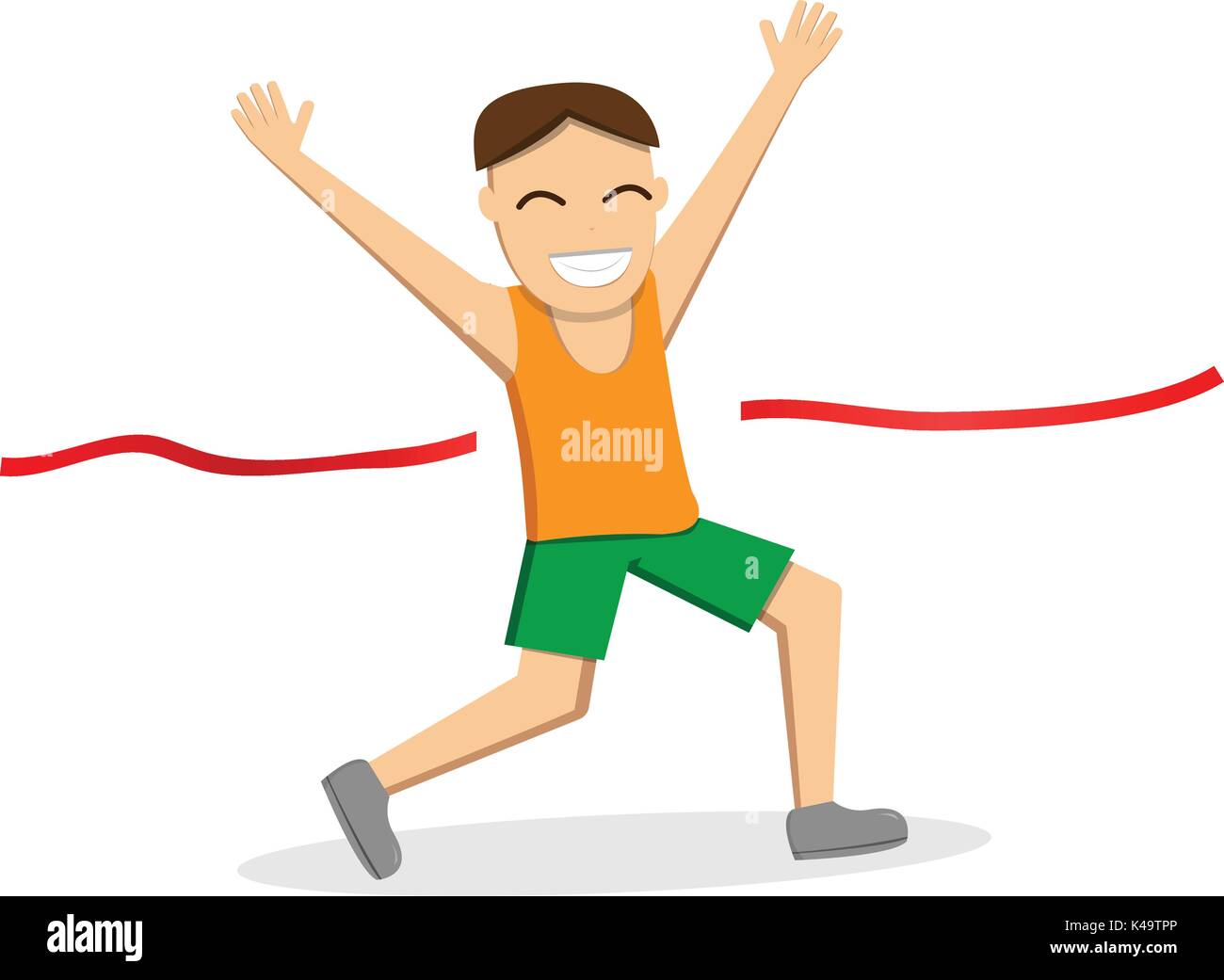 Happy male runner cross the finish line, vector design Stock Vector Image & Art - Alamy