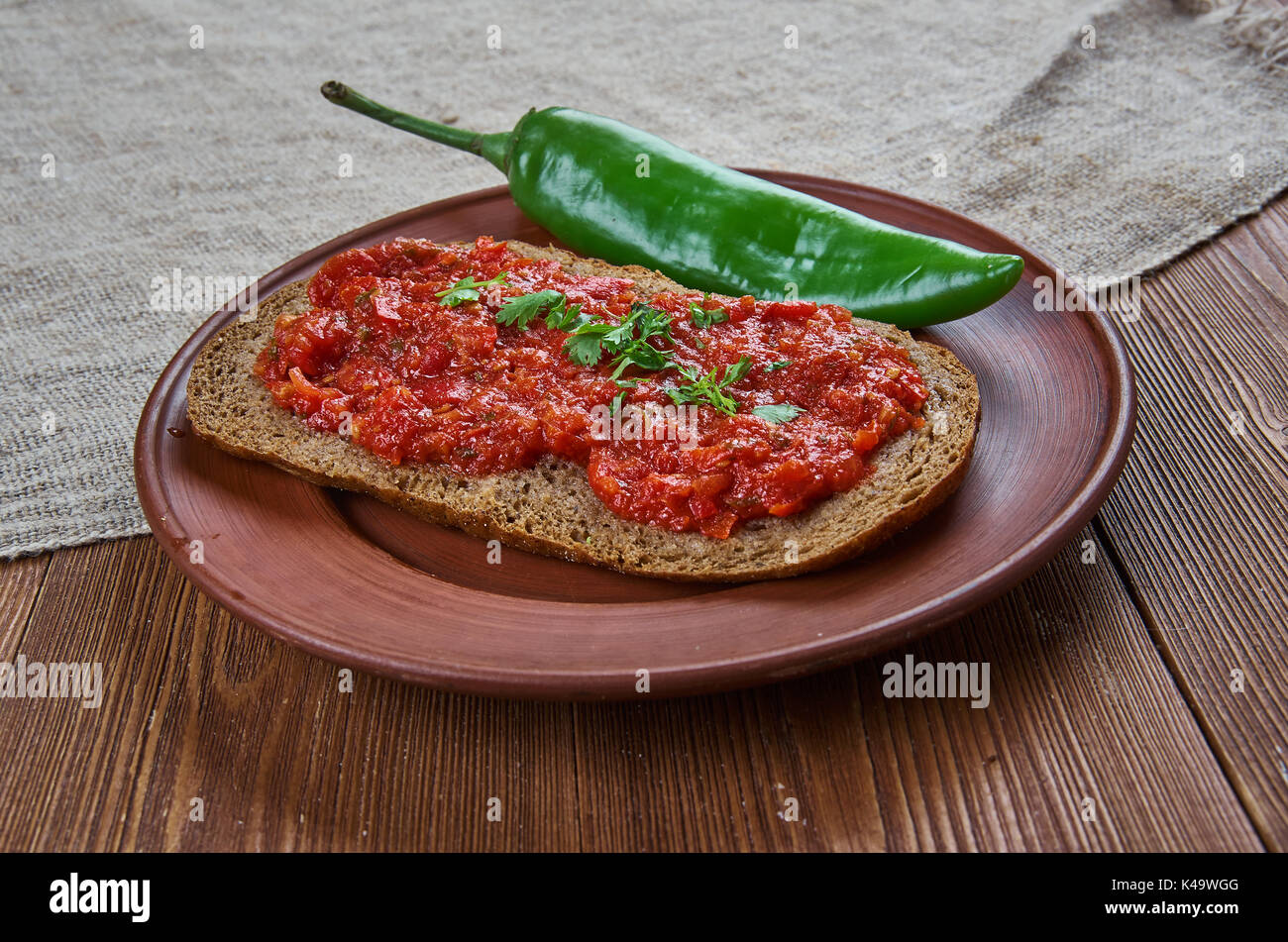 Zacusca - vegetable spread popular in Romania, ingredients are roasted ...