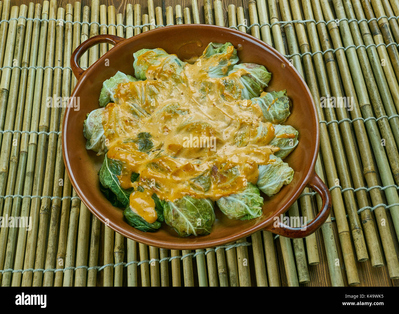 Indian stuffed curry cabbage with brown rice and vegetables - Bandh ...