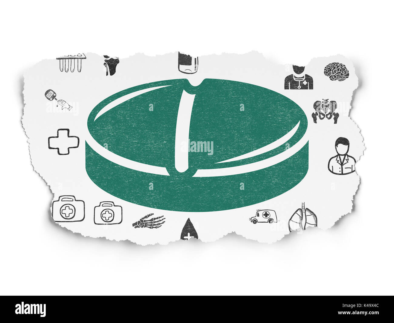 Medicine concept: Pill on Torn Paper background Stock Photo - Alamy