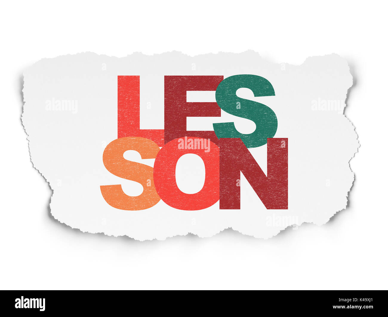 Studying concept: Lesson on Torn Paper background Stock Photo - Alamy