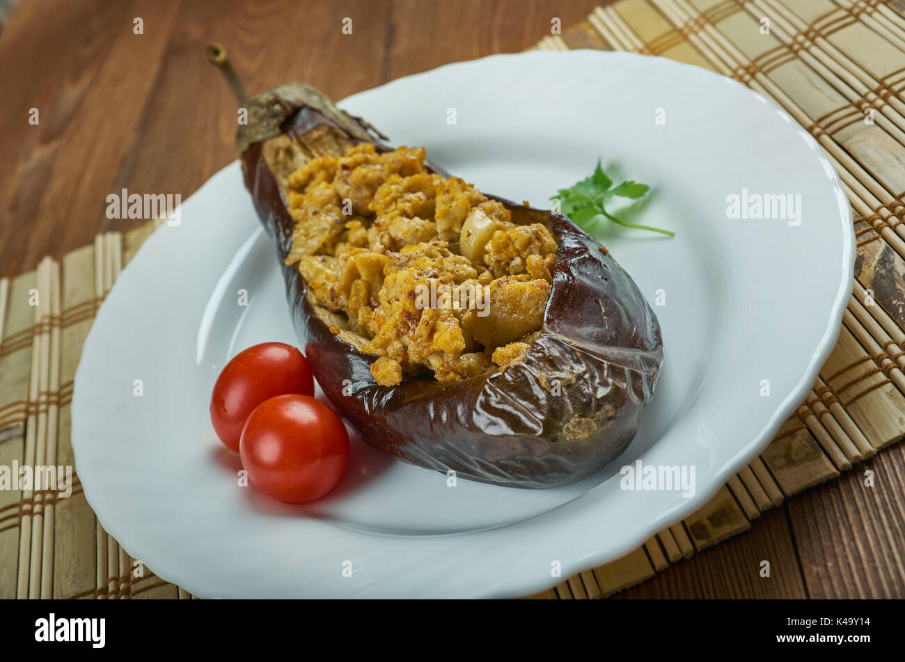 Bademjan Kabab - Persian Stuffed Eggplant close up Stock Photo - Alamy