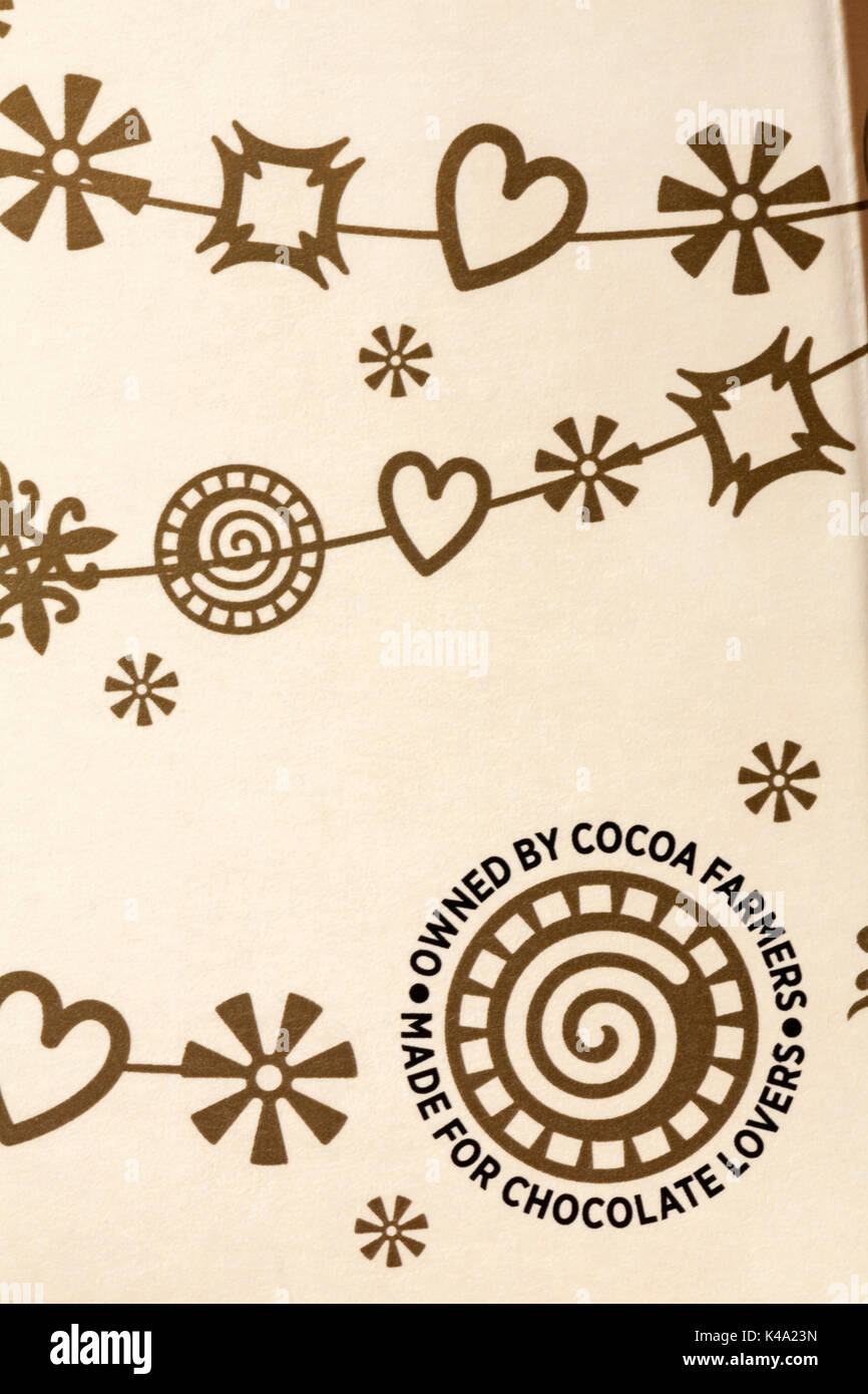 owned by cocoa farmers made for chocolate lovers logo on box of Divine ...