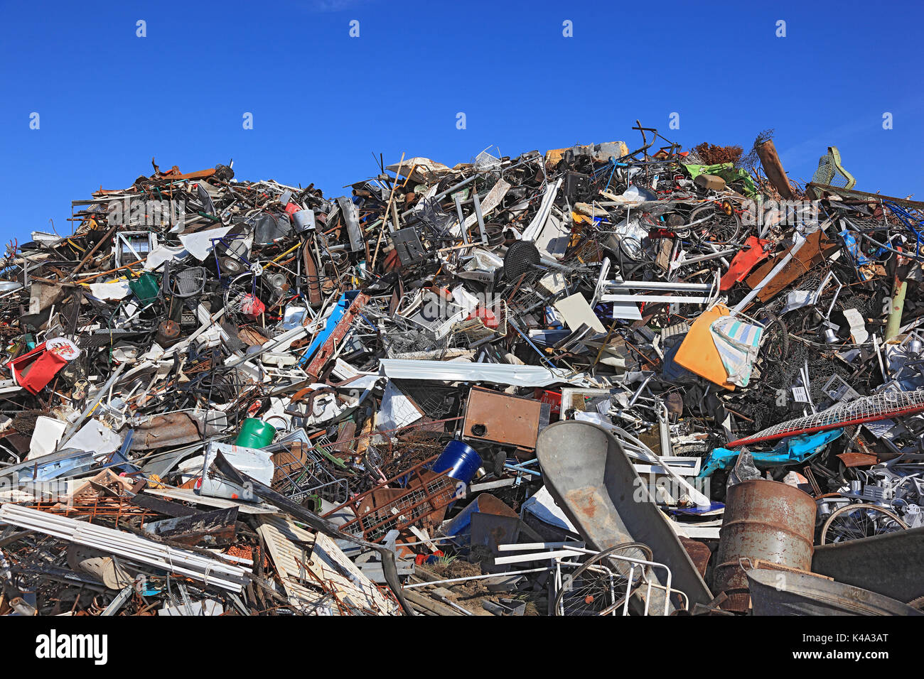 Scrap metal waste dump on a scrap yard, recycling company ...