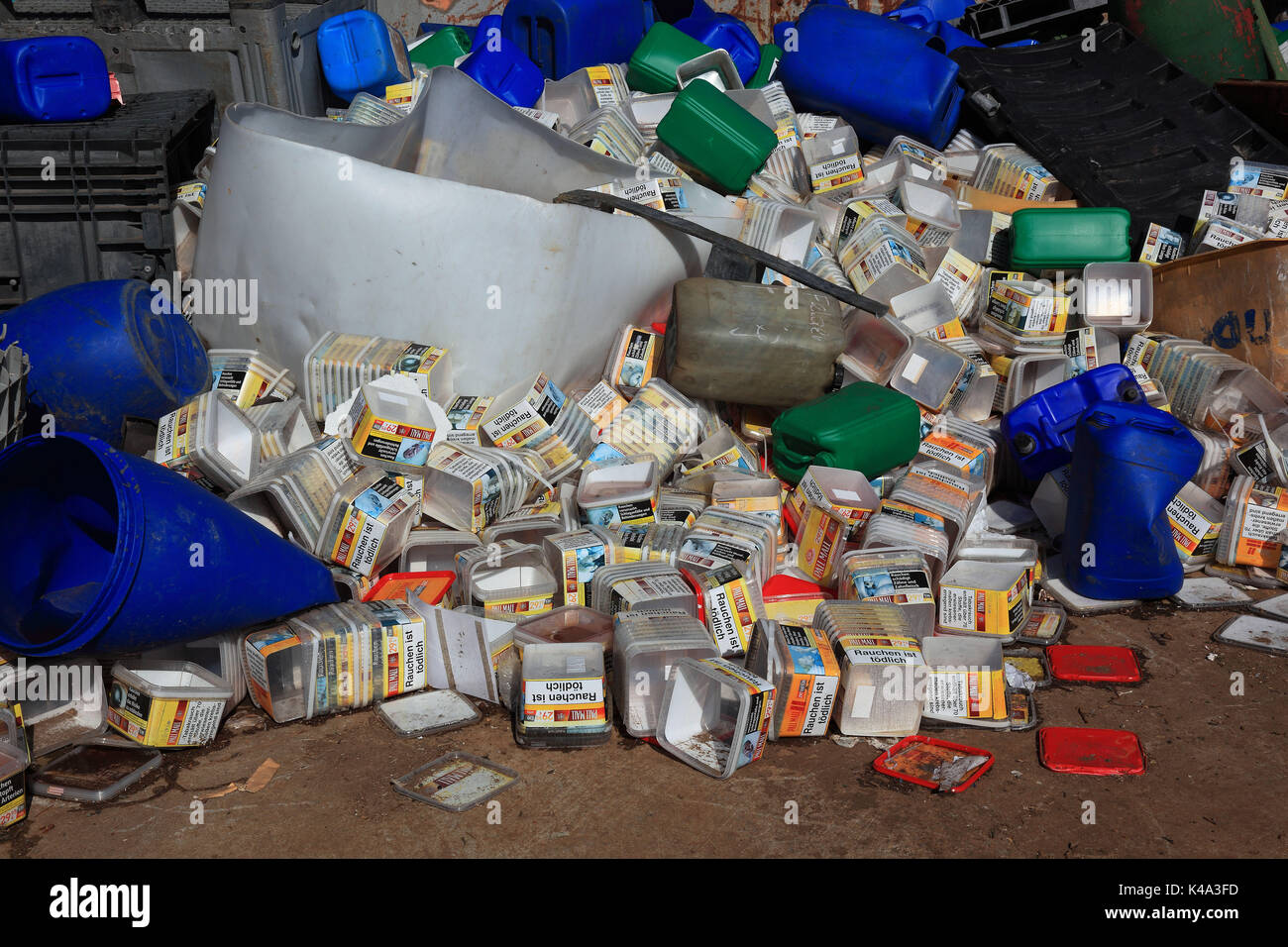 Plastic rubbish, plastic boxing to the recycling stored in a recycling ...