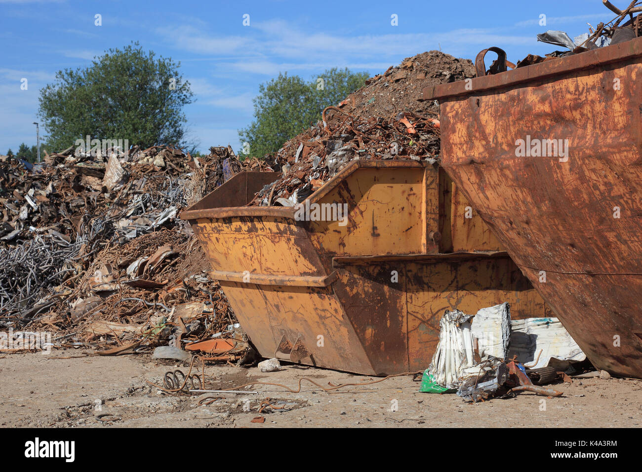 Scrap yard, scrap metal on waste dump in a recycling company ...