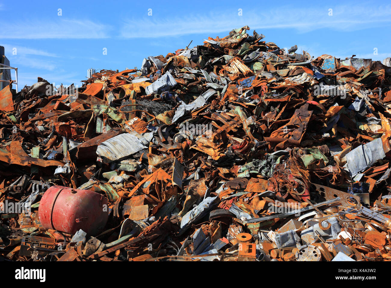 Scrap yard, scrap metal on waste dump in a recycling company ...