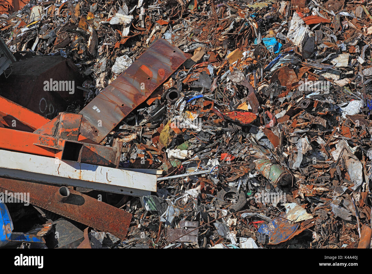 Scrap yard, scrap metal on waste dump in a recycling company ...