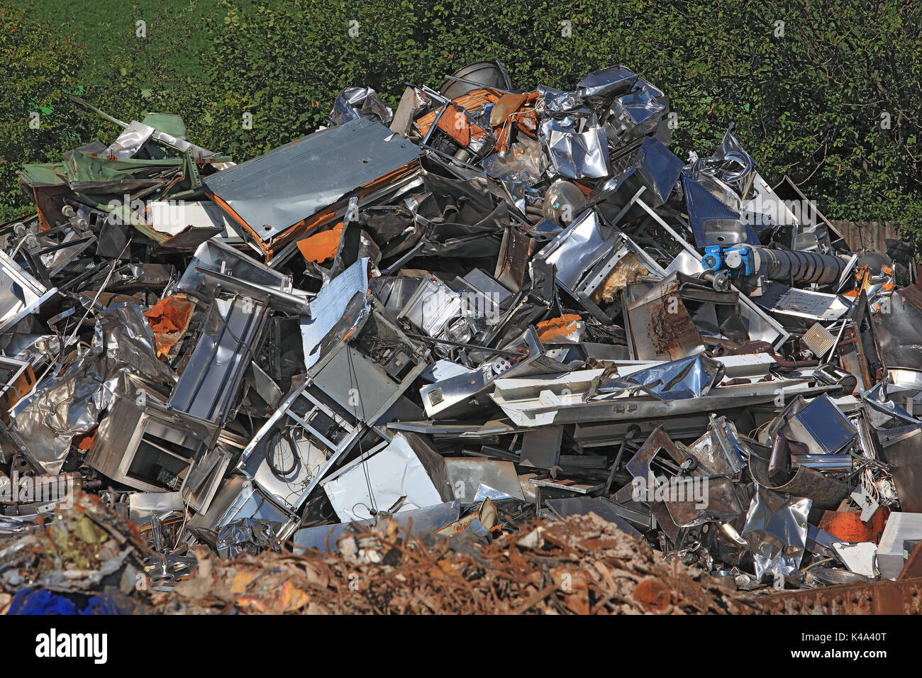 Scrap yard, scrap metal on waste dump in a recycling company ...
