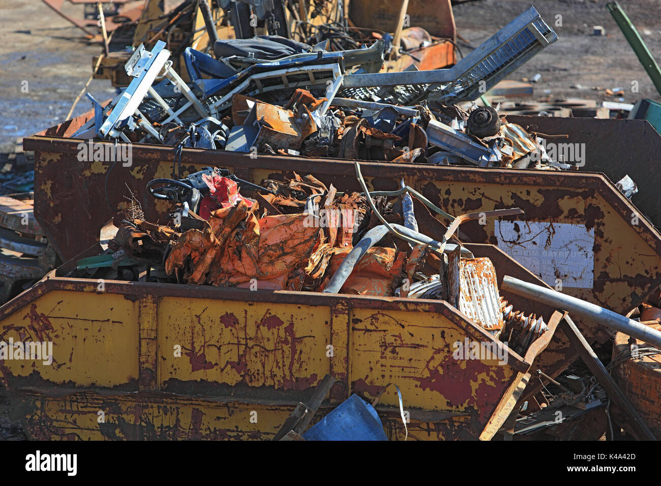 Scrap yard, scrap metal on waste dump in a recycling company ...