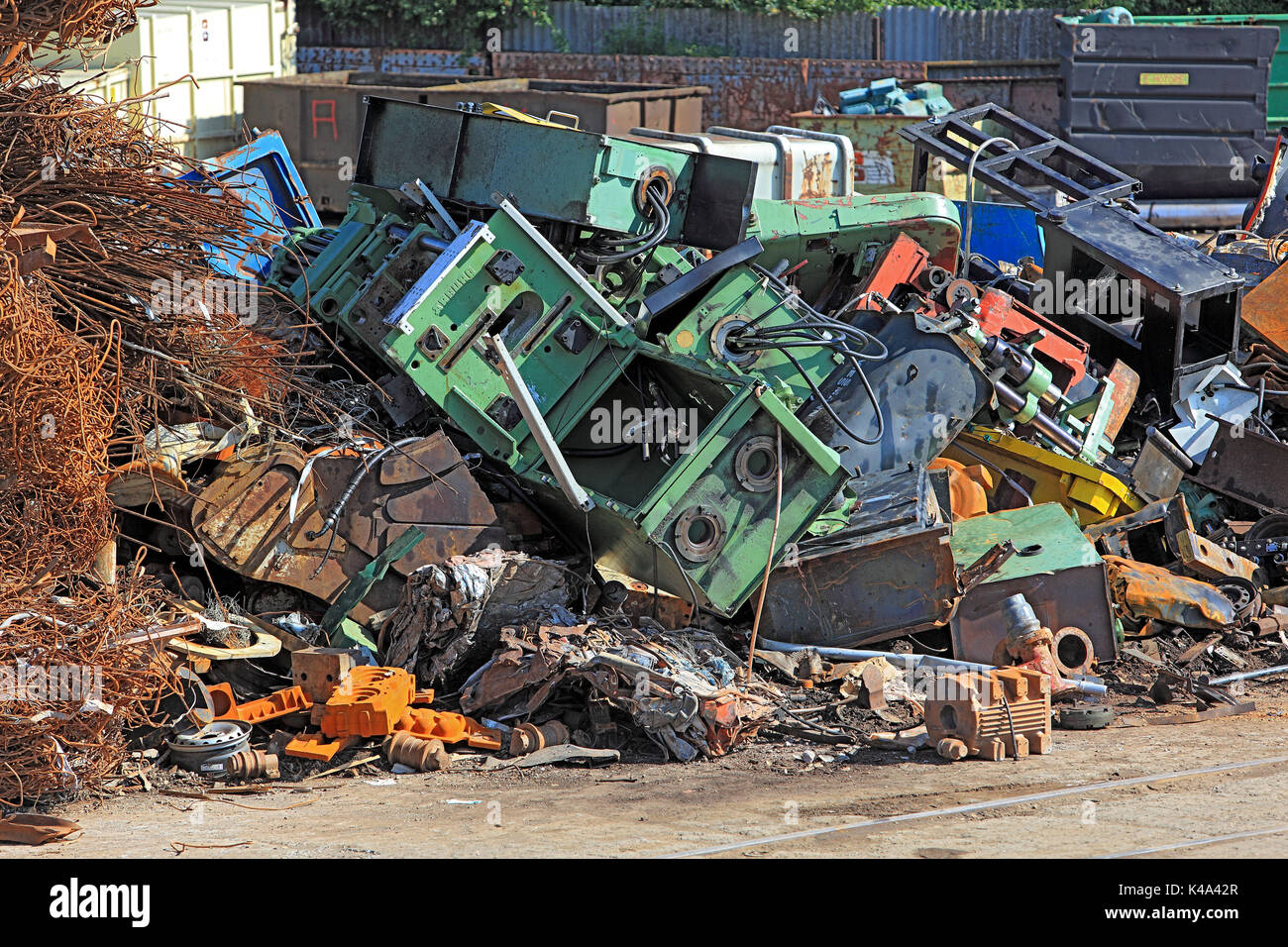 Scrap yard, scrap metal on waste dump in a recycling company ...