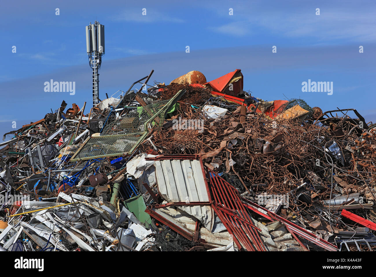 Scrap yard, scrap metal on waste dump in a recycling company ...