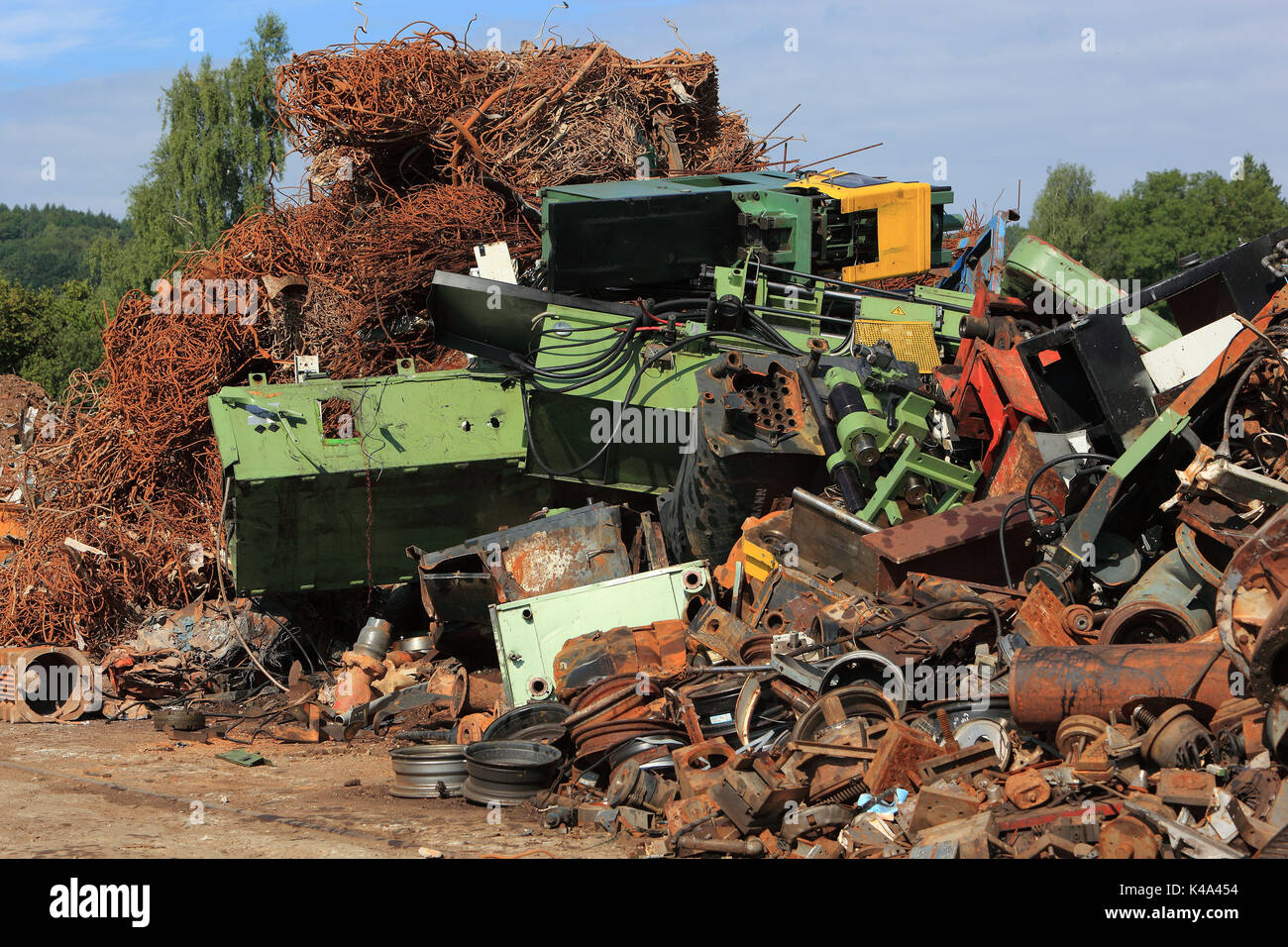 Scrap yard, scrap metal on waste dump in a recycling company ...