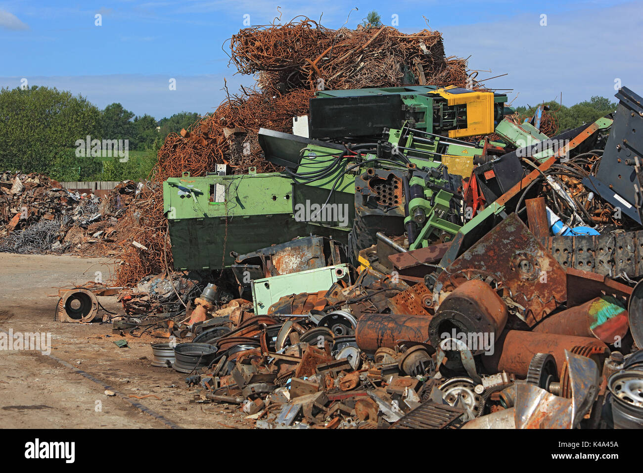 Scrap yard, scrap metal on waste dump in a recycling company ...