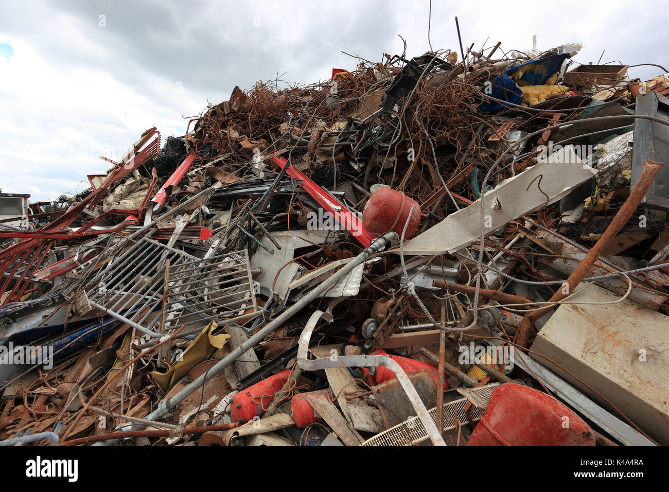 Scrap yard, waste dump with scrap metal and scrap metal in a recycling ...