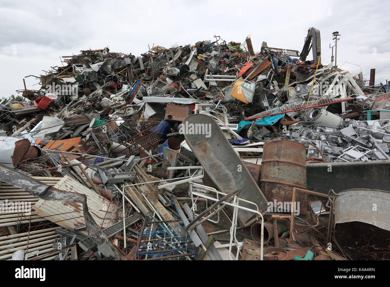 Scrap yard, waste dump with scrap metal and scrap metal in a recycling ...