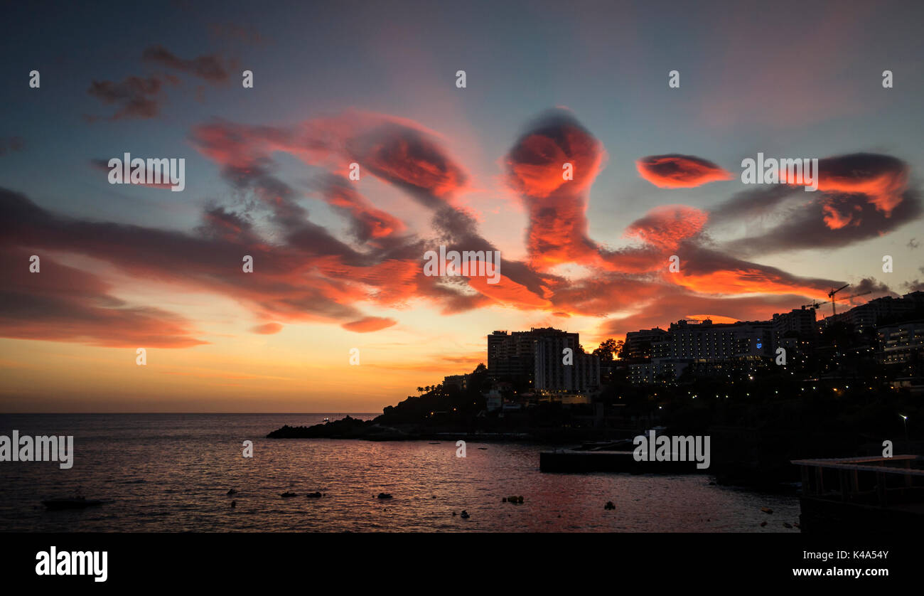 Sunset In Funchal Of Madeira Stock Photo - Alamy