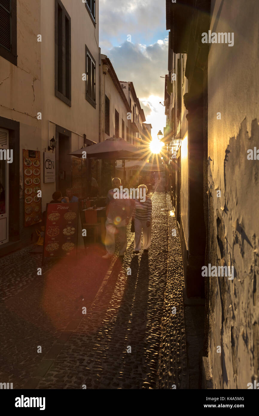 Small Alley In Madeira With Backlight Stock Photo - Alamy