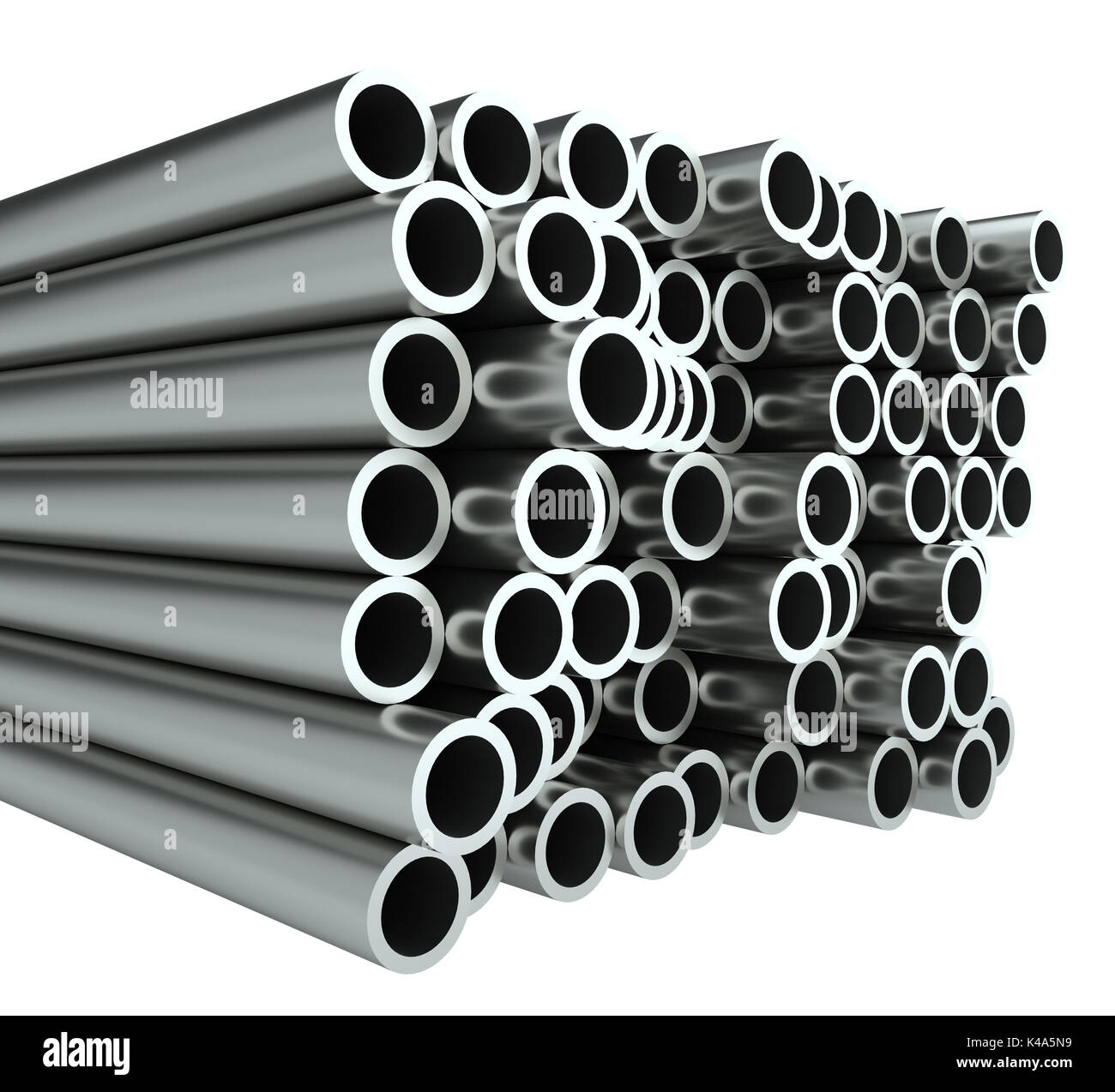 Stack of steel pipes. 3D Illustration Stock Photo - Alamy