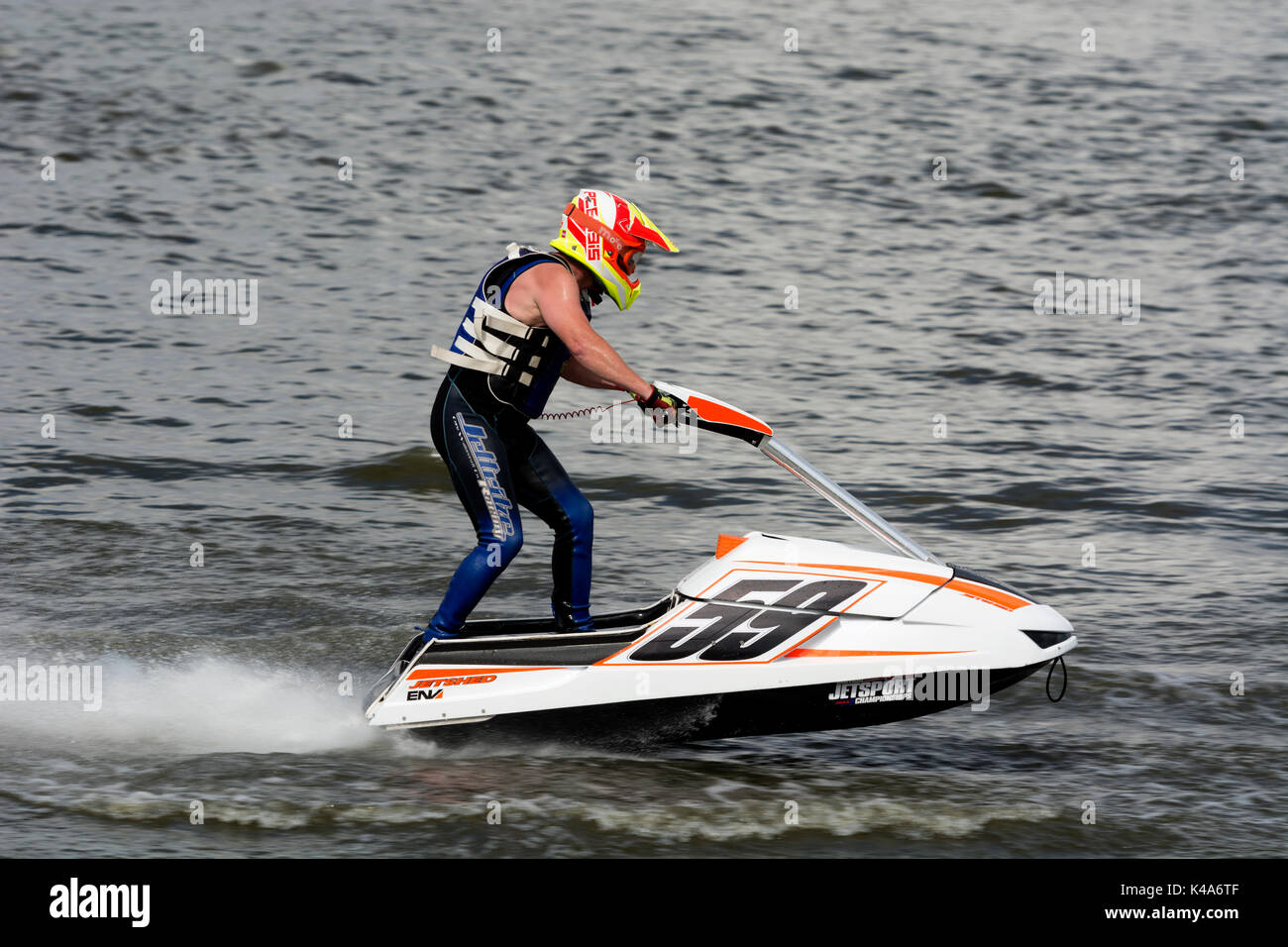 Jet ski racing at Kingsbury Water Park, Warwickshire, UK Stock Photo ...