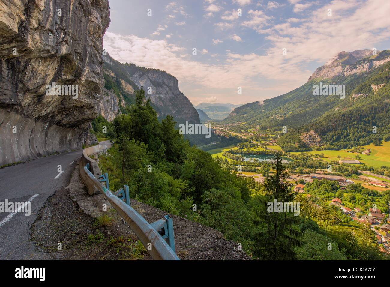 French Countryside Cliff Road near Village of Magland, France Stock ...