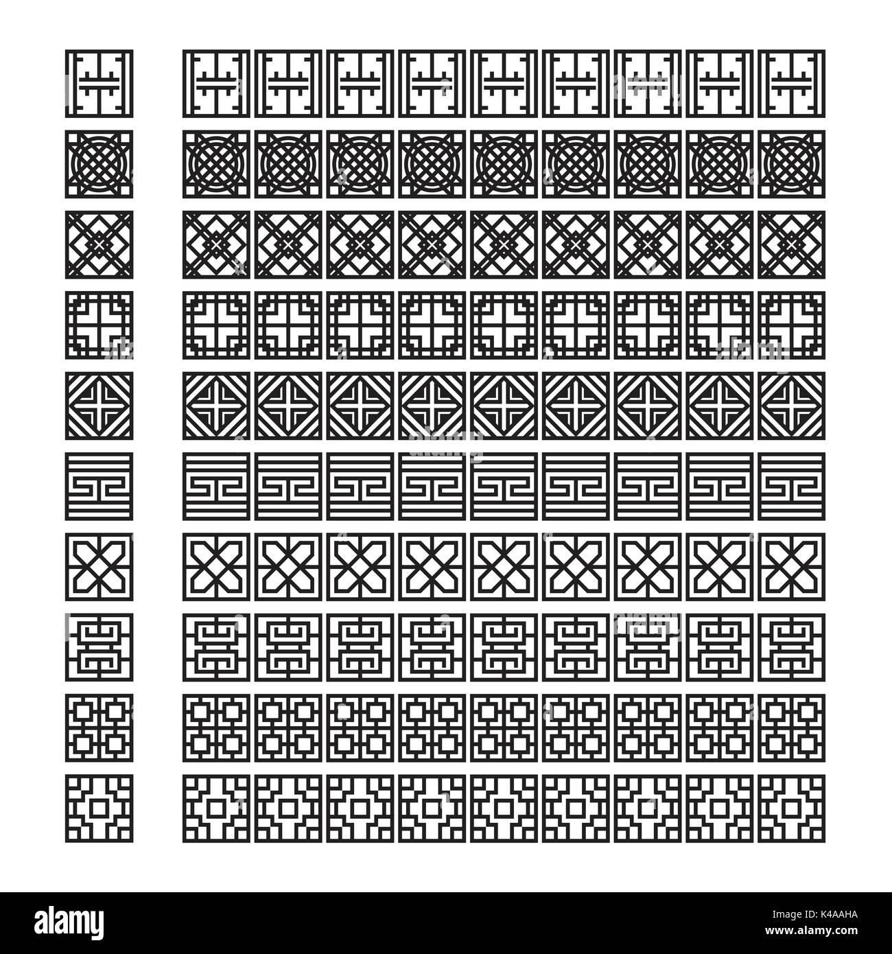 Asian frame ornament, pattern brush ,korean, chinese, japanese vector ...