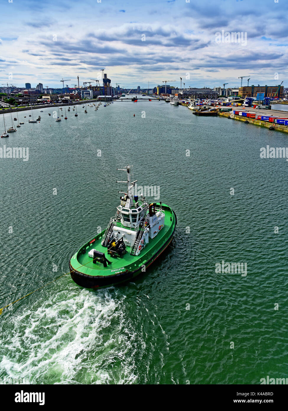 Dublin Ireland Docks and harbour area on the river Liffey towards the ...
