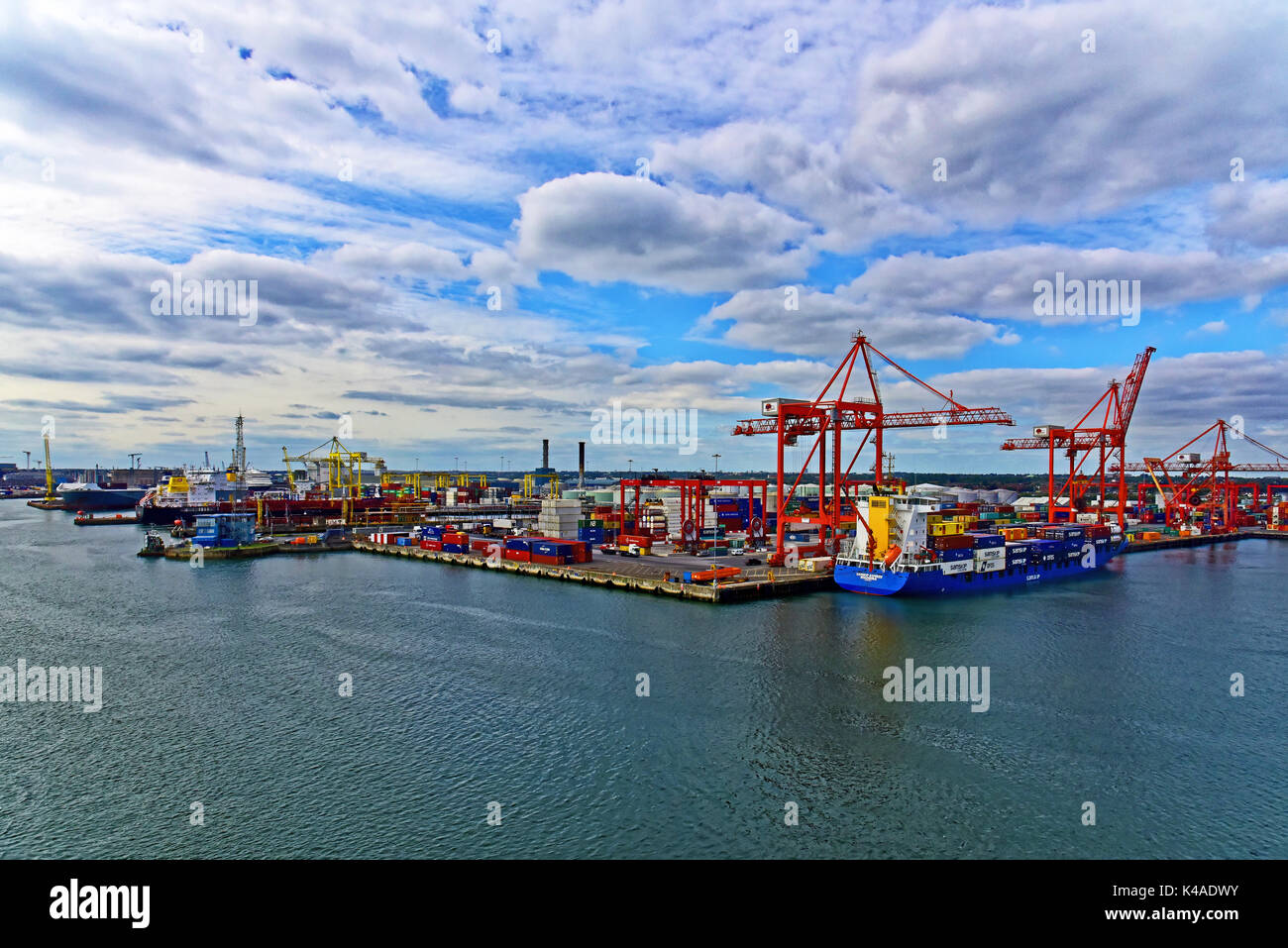 Dublin Ireland Docks and harbour area on the river Liffey towards the ...