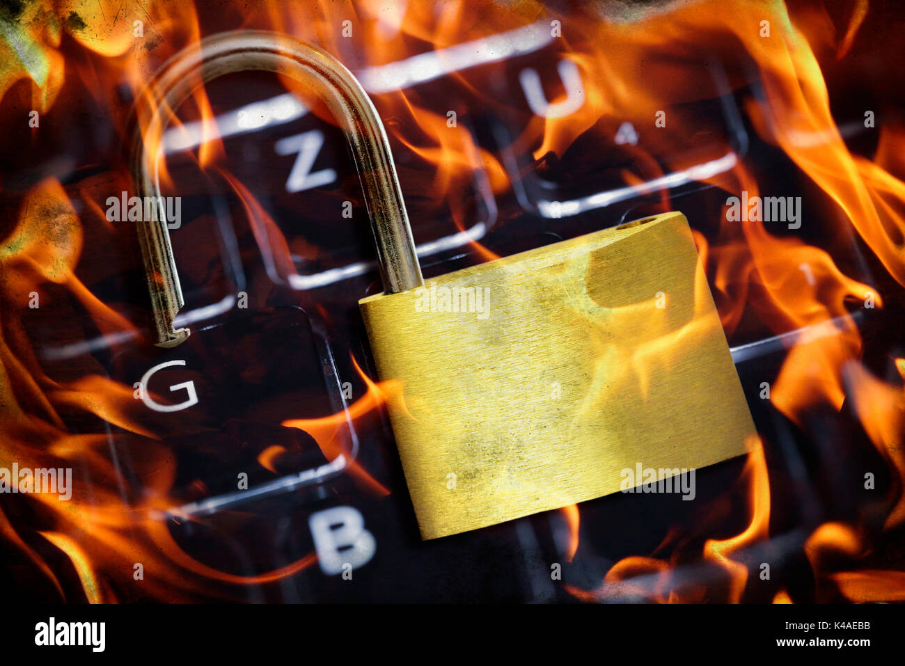 Keyboard computer fire burning hi-res stock photography and images - Alamy