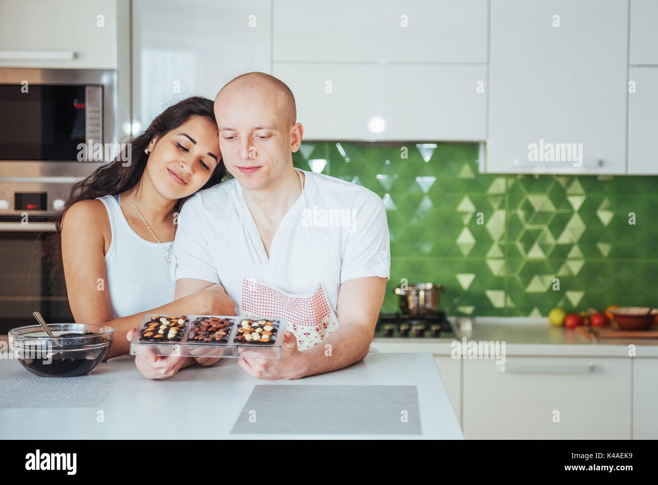 Chocolate preparation - making chocolate in the kitchen Stock Photo - Alamy