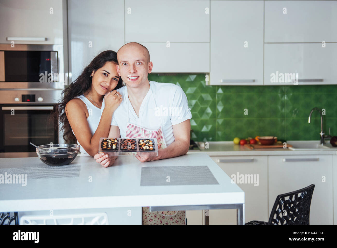 Chocolate preparation - making chocolate in the kitchen Stock Photo - Alamy