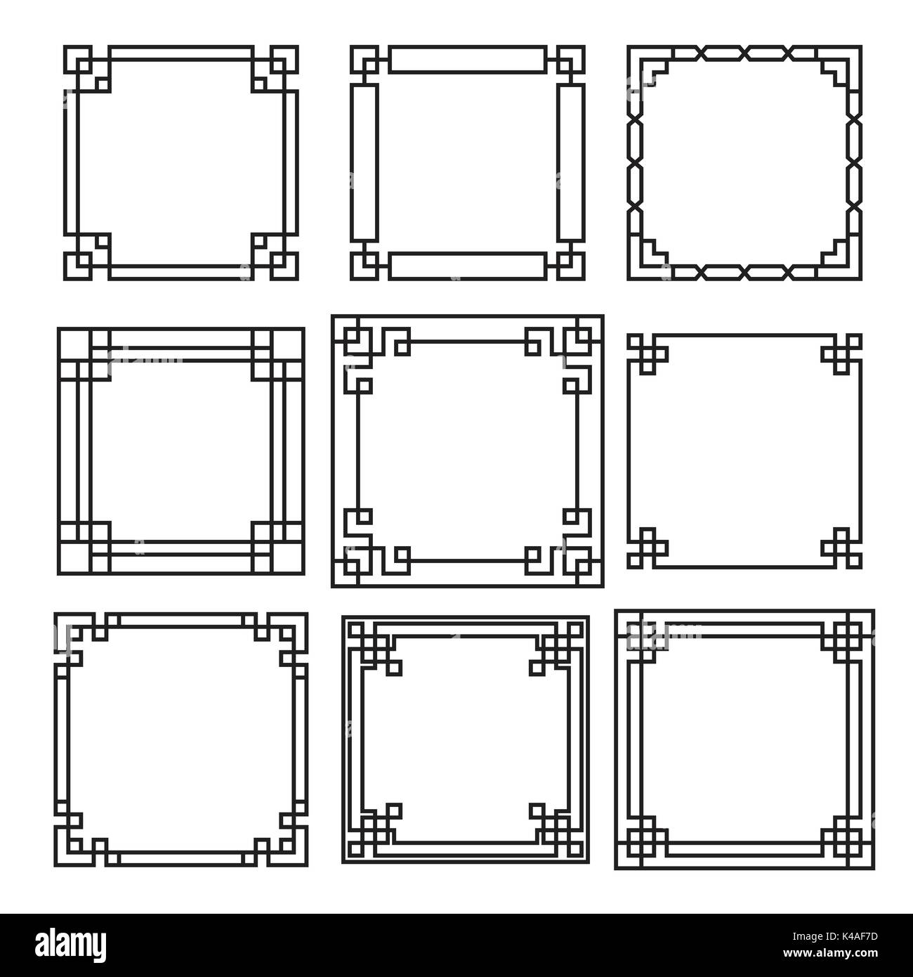 Asian frame ornament, pattern brush ,korean, chinese, japanese vector ...
