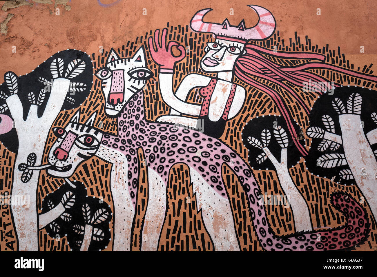 Wall painting, street art, graffiti, Beco do Maldonado, Alfama district ...