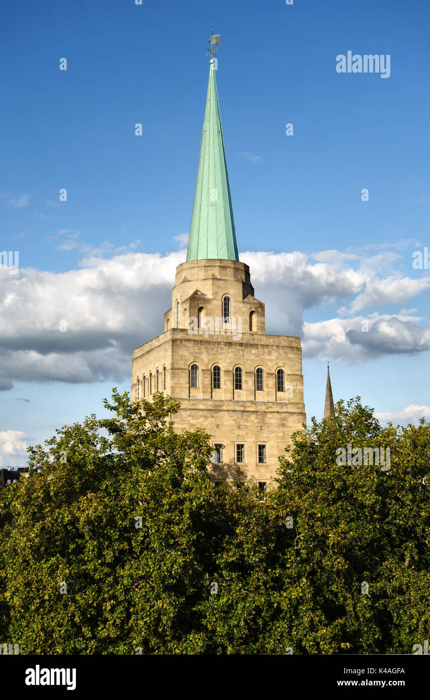 Oxford, UK. The tower of Nuffield College (1949) seen from the Castle ...