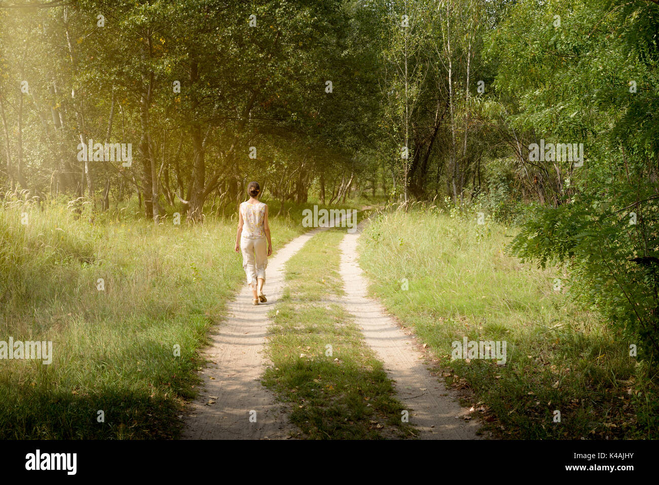 Lady walking in the woods High Resolution Stock Photography and Images ...