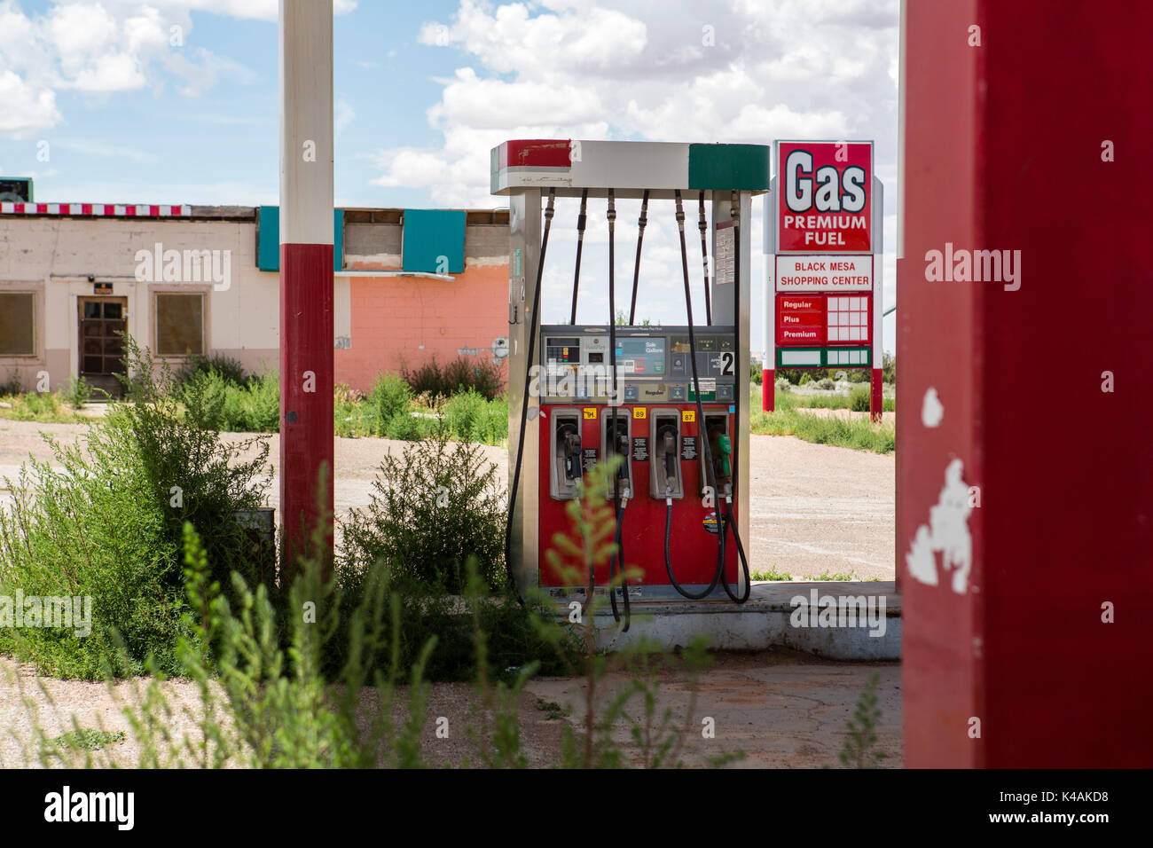 Old closed run down shop and petrol station in Utah, USA Stock Photo ...