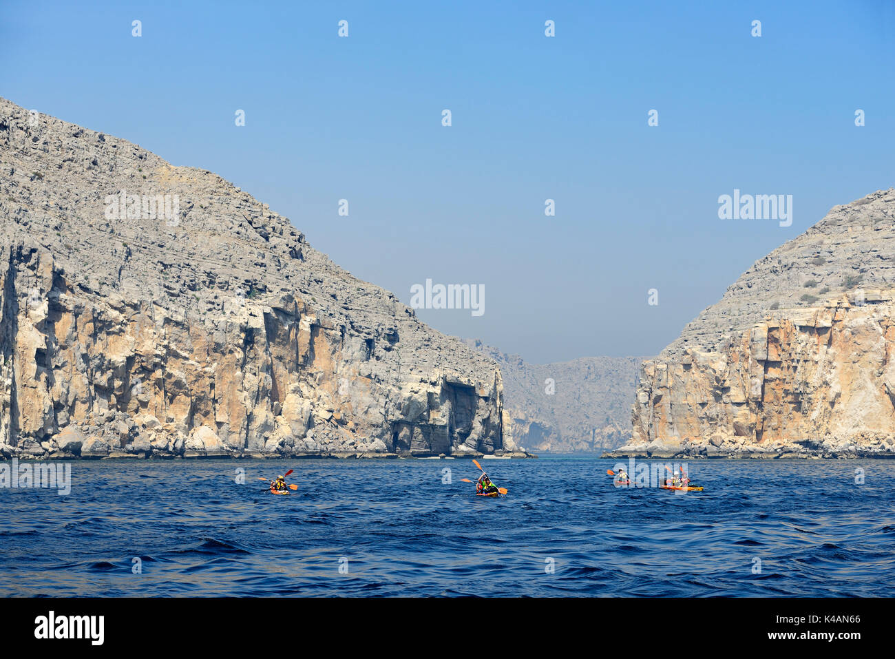 Khasab, boat trip with a dhow into the fjord landscape, Musandam, Oman ...